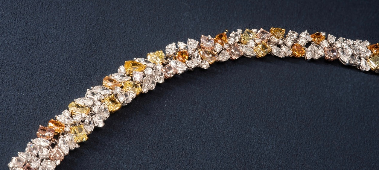 Natural Fancy Colour Diamond Bracelet in 18Karat Gold Setting 天然彩色鑽石手鍊 ...